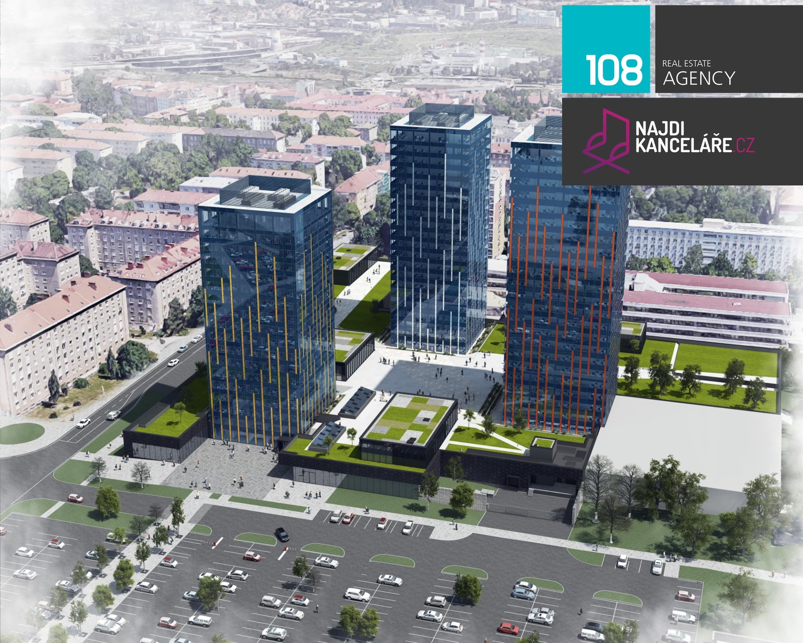 Pronájem kanceláří Brno-Veveří komplex Šumavská Tower